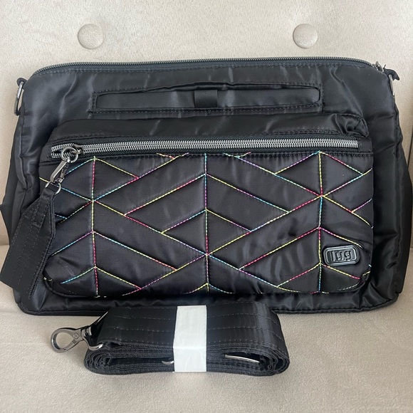 lug | Bags | Nwot Lug Stretch Crossbody Bag In Black Rainbow Stitch ...
